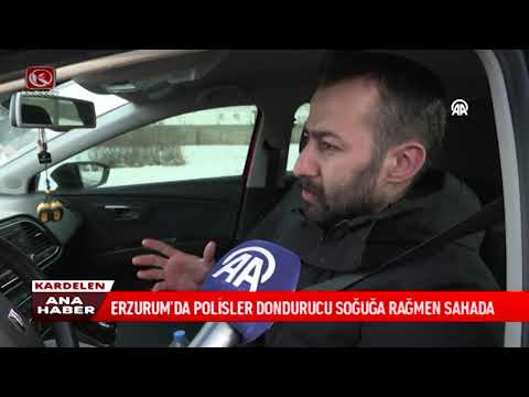 ERZURUM’DA POLİSLER DONDURUCU SOĞUĞA RAĞMEN SAHADA
