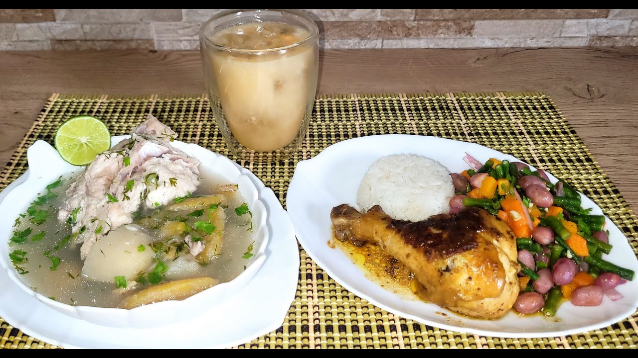 ♨️🍲CALDO DE HUESOS 🐟DE PESCADO POLLO 🥘🍗A LA MOSTAZA Y ENSALADA DE ...