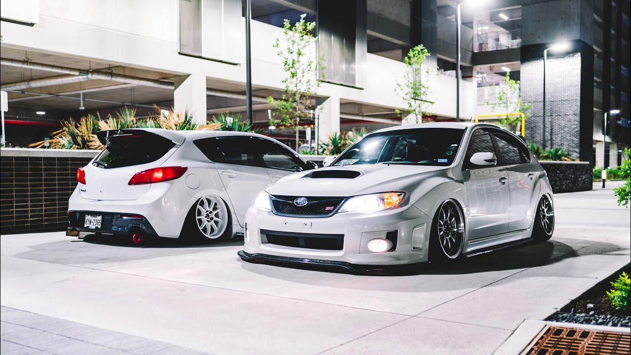 Alex’s Bagged Subaru STI Hatch & Dan’s Bagged Mazdaspeed 3 || 4K - YouTube