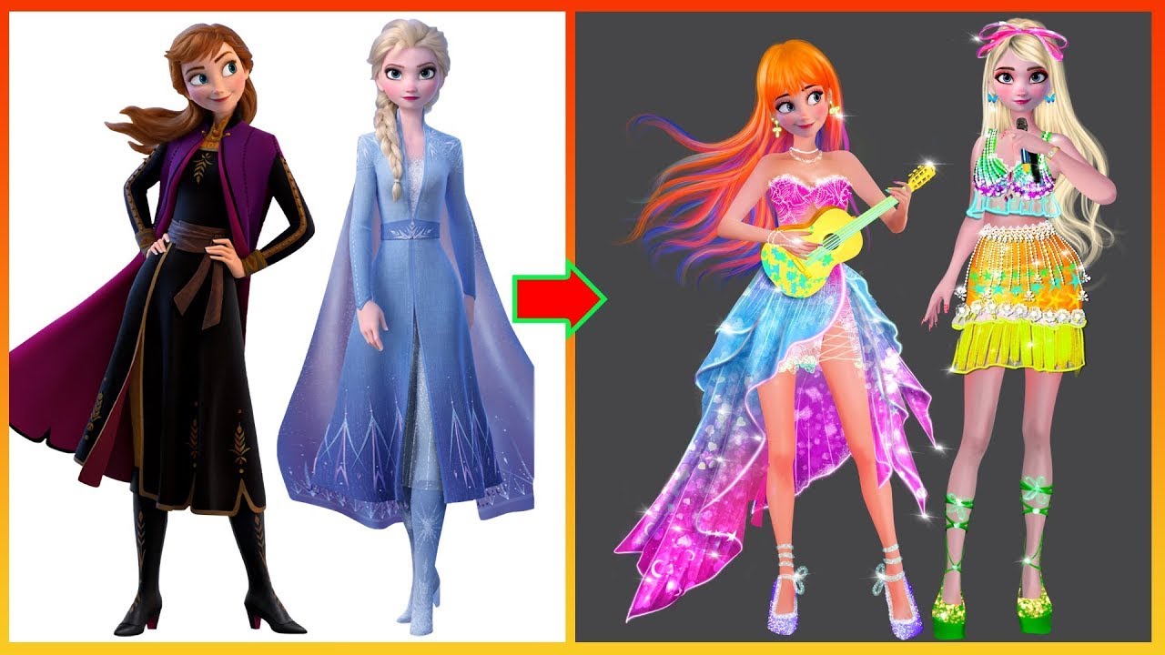 Elsa Anna Frozen Glow Up Into Singer - Cartoon Fashion - YouTube