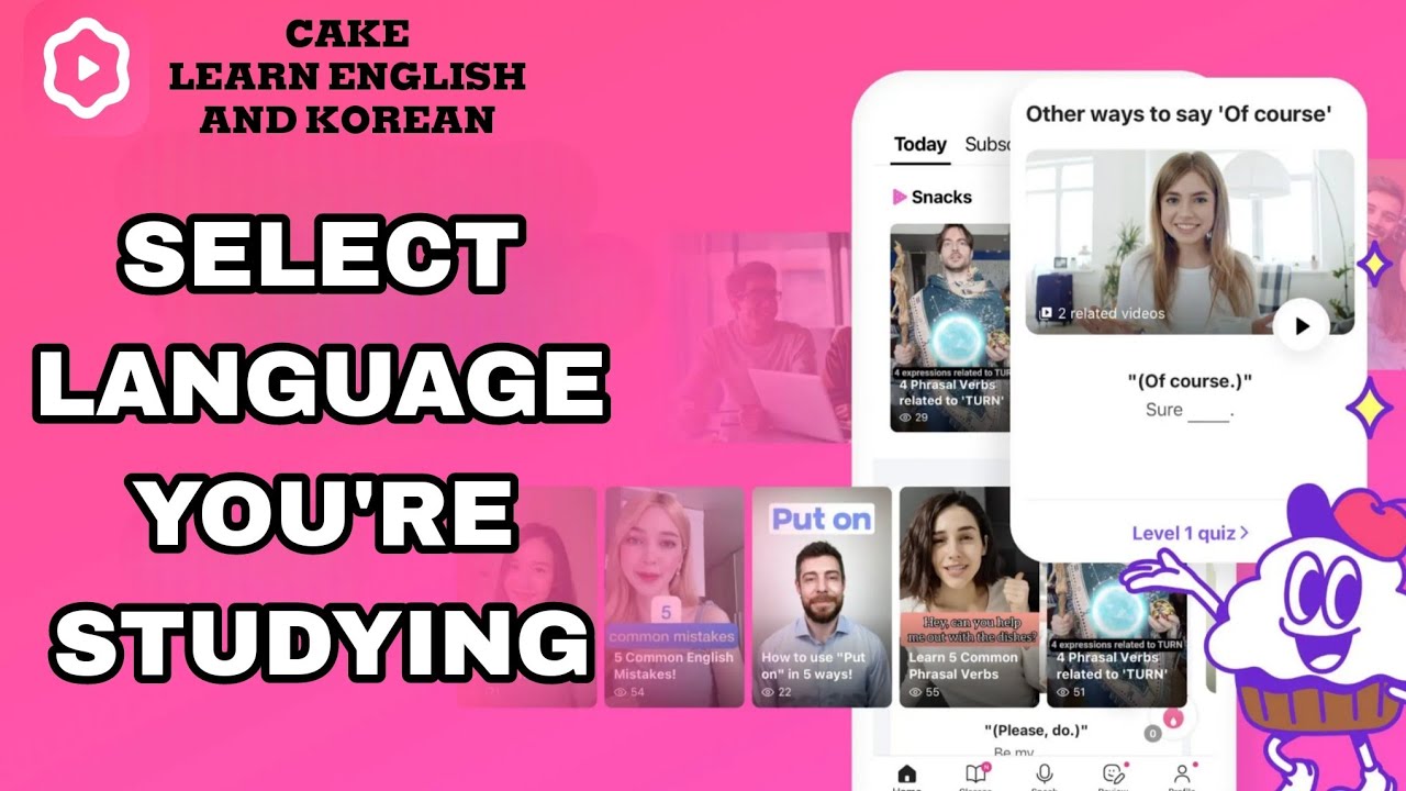 How To Select Language You're Studying On Cake Learn English And Korean ...