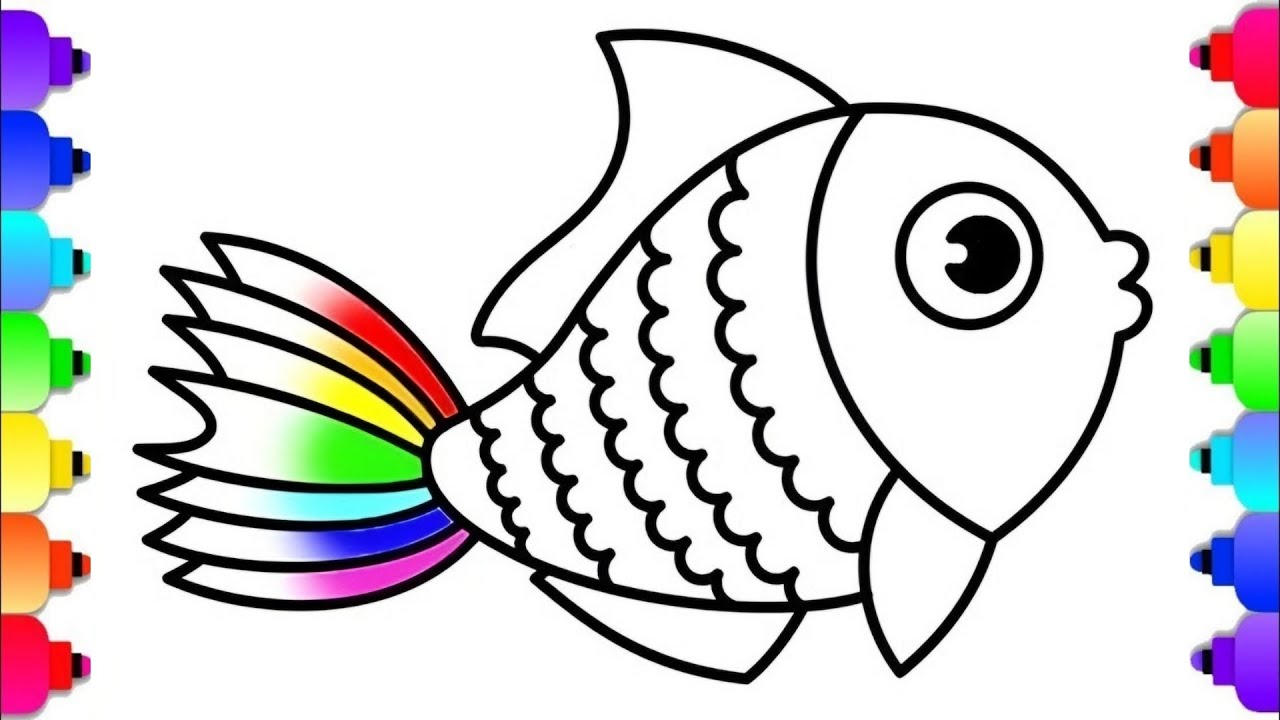 Fish 🐠 and Elephant 🐘 colours Easy and Beautiful drawing easy with ...
