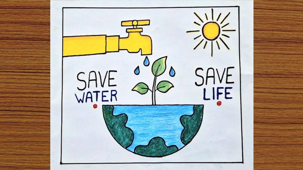 World Water Day Poster Drawing / Save Water Save Life Drawing / Save ...