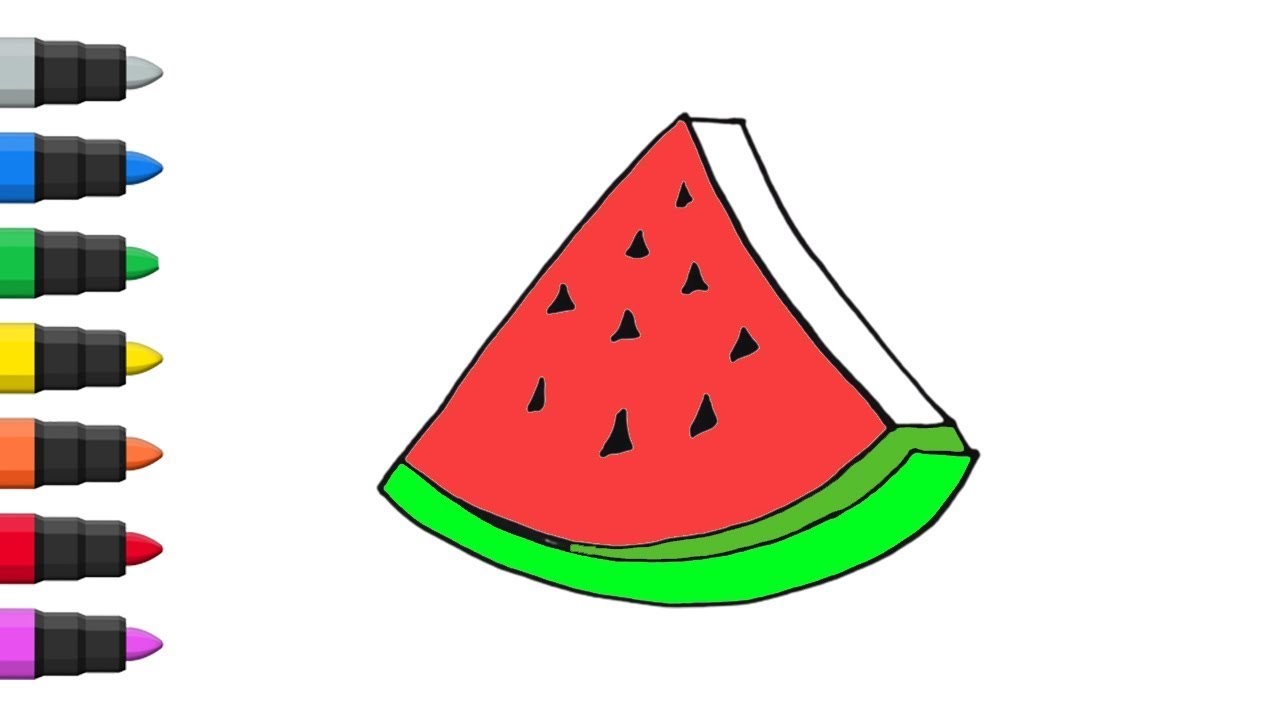 How to Draw a Watermelon for Children - YouTube