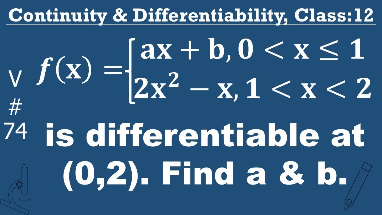 if (x) is differentiable at (0,2), find a & b I class 12 ...
