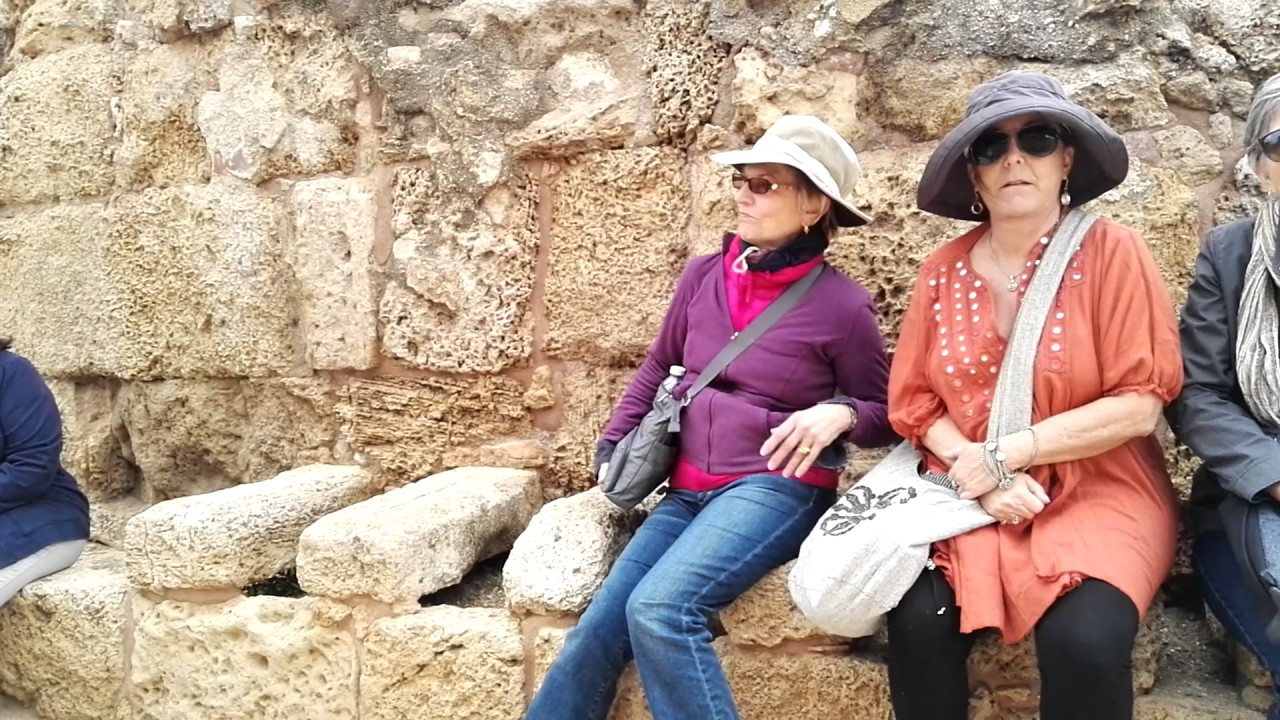 Sitting on an ancient Roman toilet seat. Caesarea, Israel - YouTube