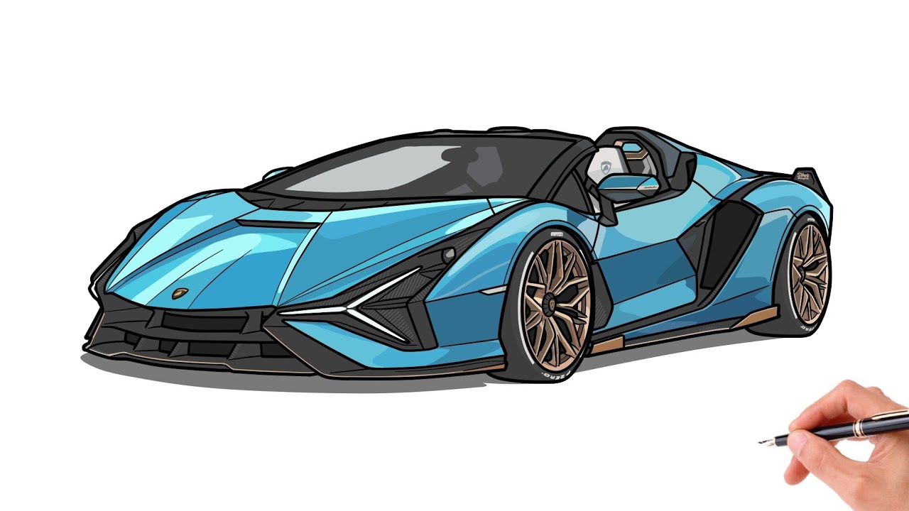 How to draw a LAMBORGHINI SIAN / drawing lambo sian roadster step by ...