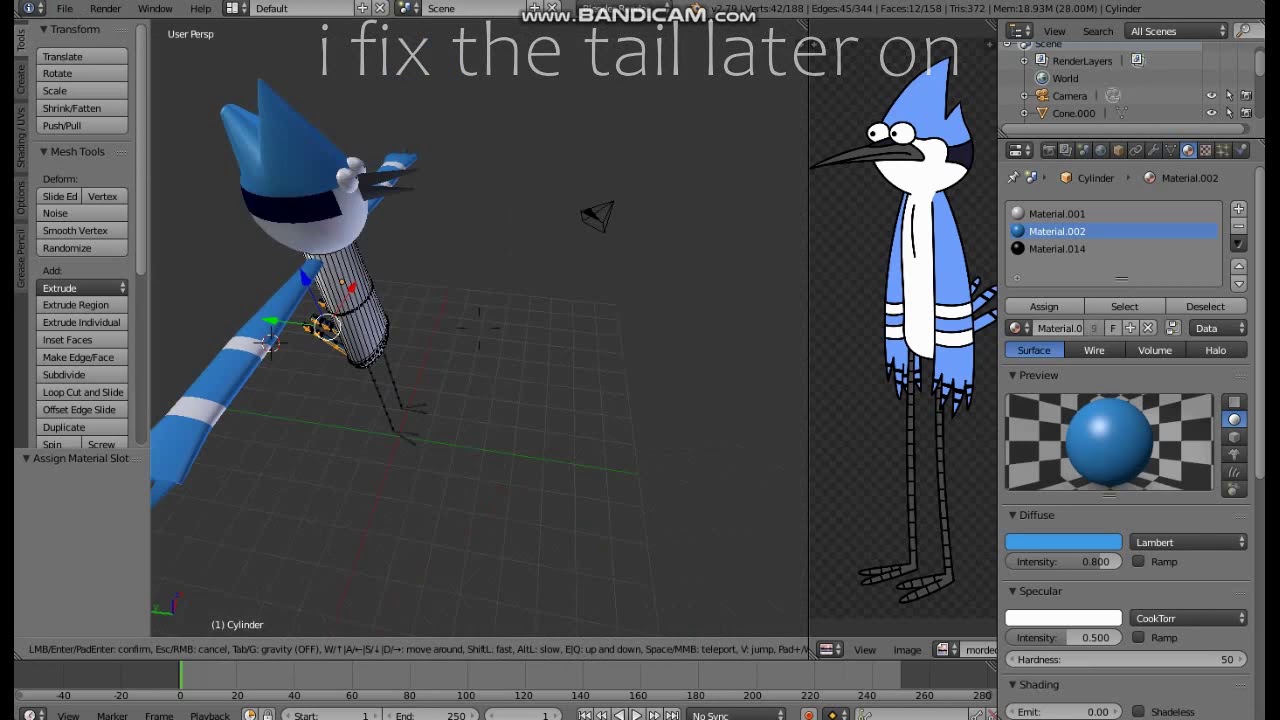 I MADE MORDECAI FROM REGULAR SHOW BUT IN 3D (BLENDER 2.79) - YouTube