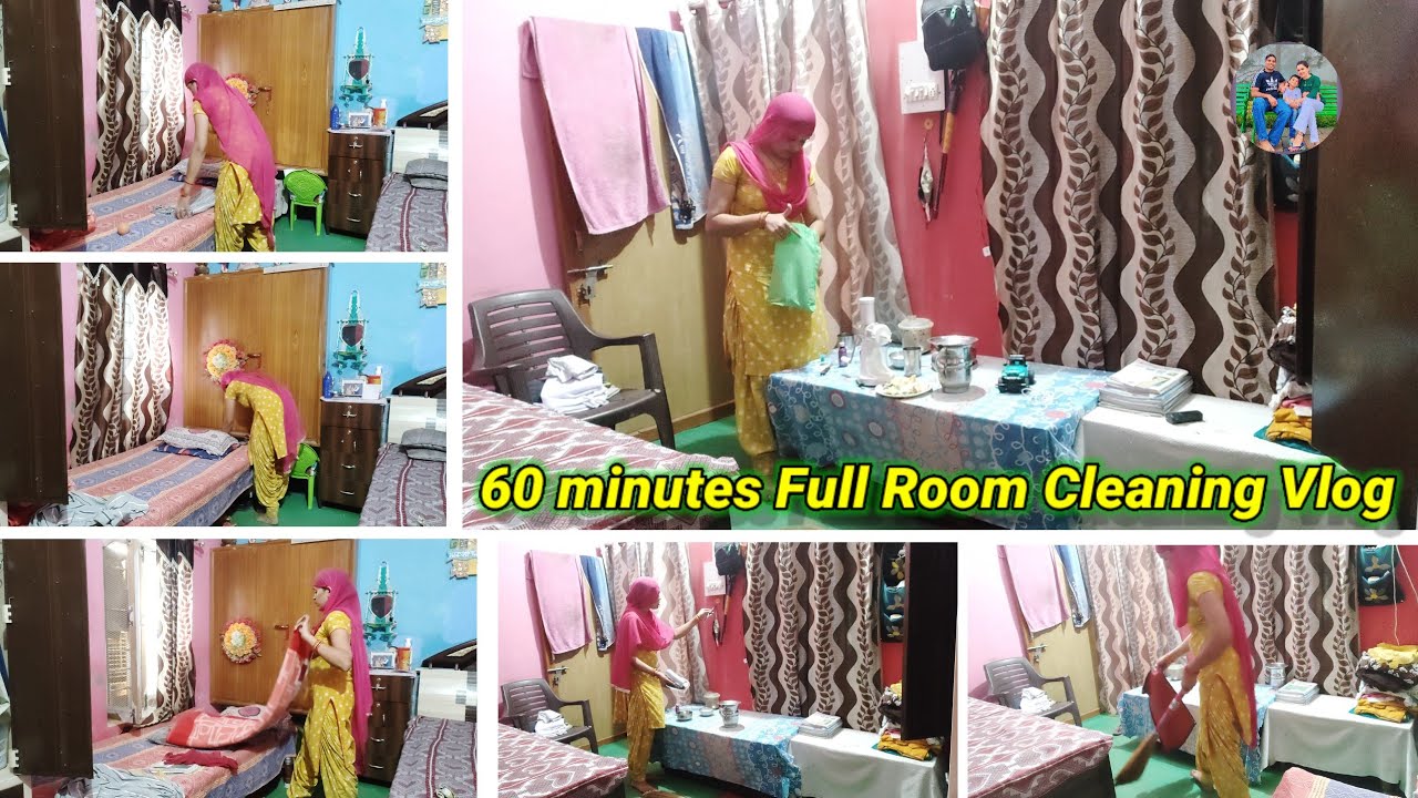 🌄 60 Minutes Only & Full Room Clean !! Indian Mom Room Cleaning Task 🏡 ...