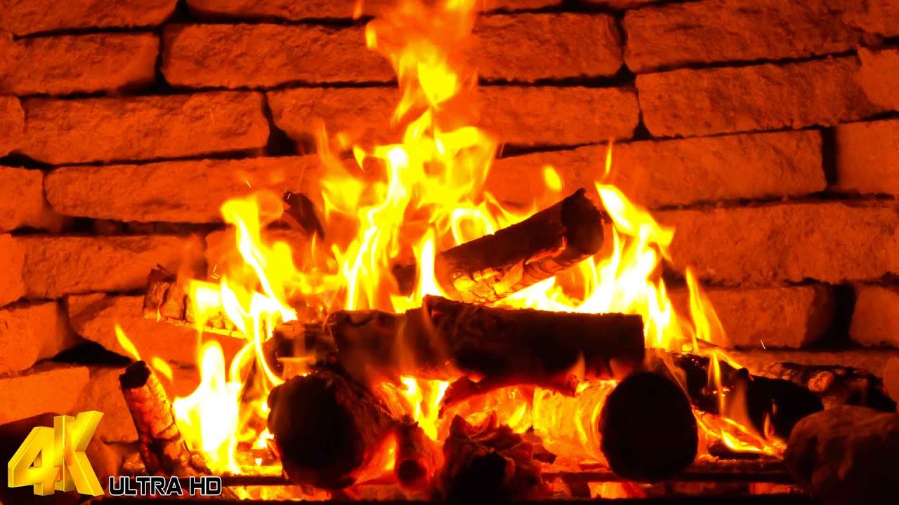 🔥 Cozy Fireplace 4K Ambience (24 HOURS). Fireside Reverie with Burning ...