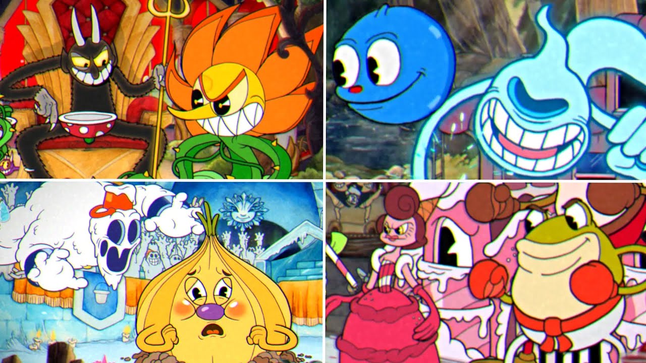 Cuphead + DLC - Fight All Bosses Together Co-op Fight - YouTube