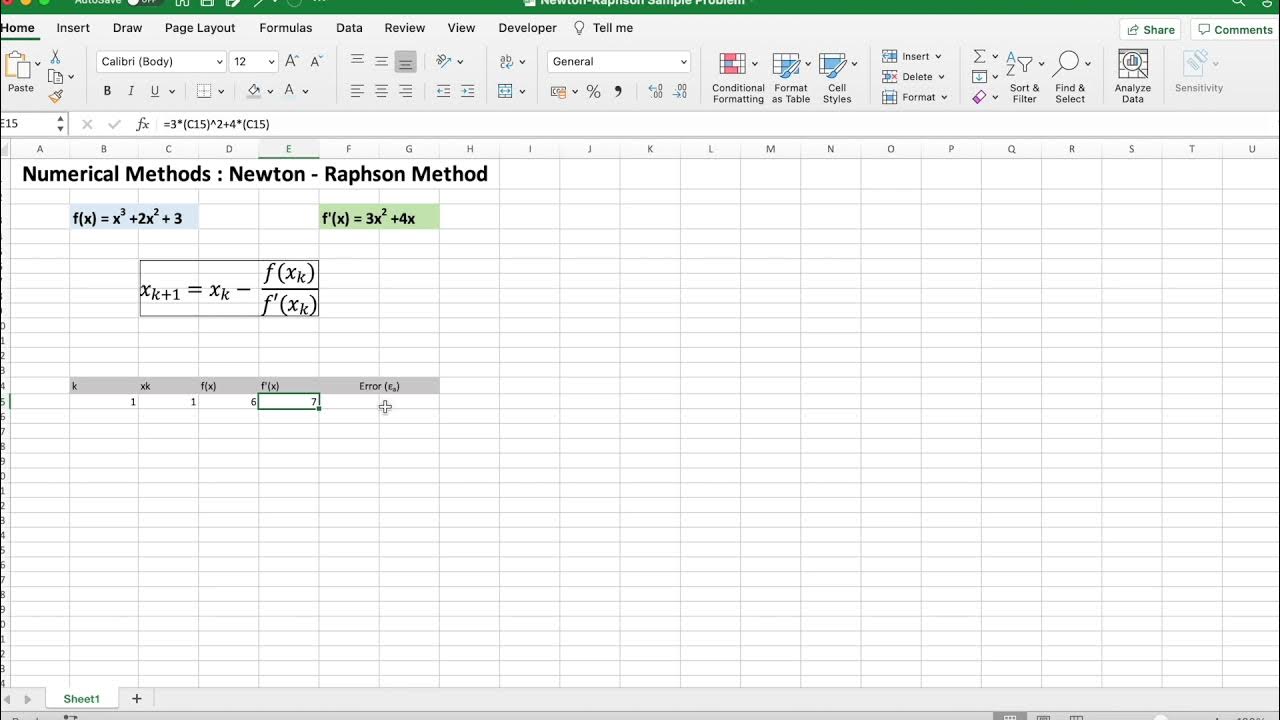Newton Raphson Method - Numerical Methods [Excel] - YouTube