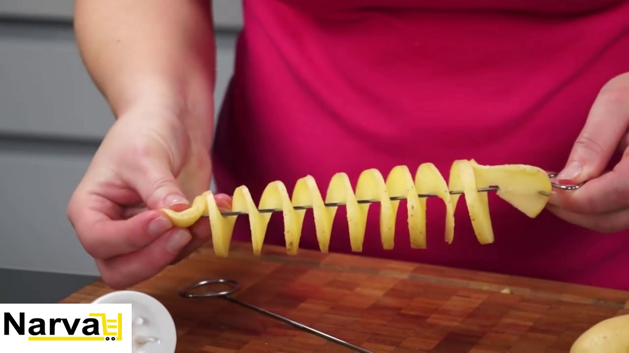 The String Manual Creative Rotate Potato Slicer Stainless Steel - YouTube