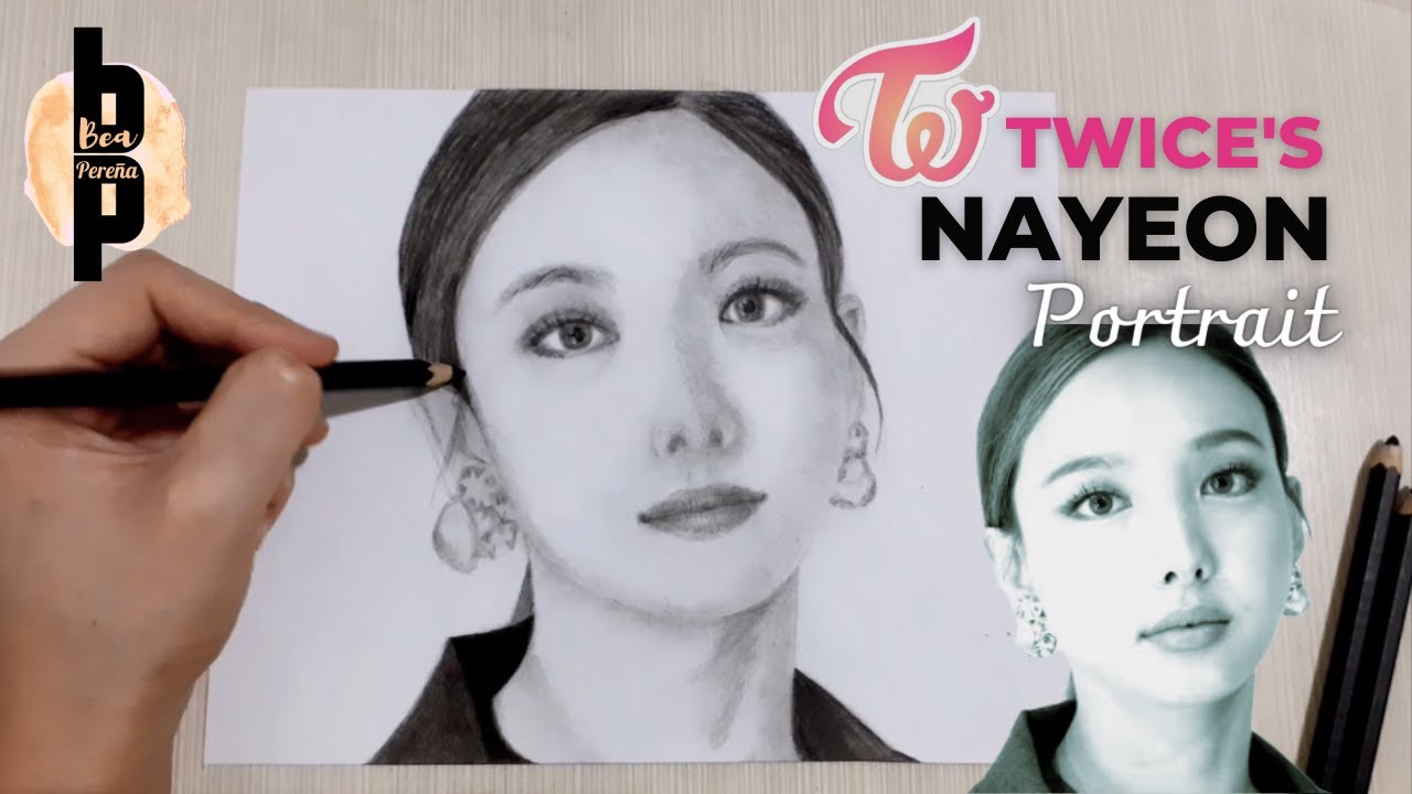 TWICE'S NAYEON Portrait | Drawing with Charcoal Pencils - YouTube
