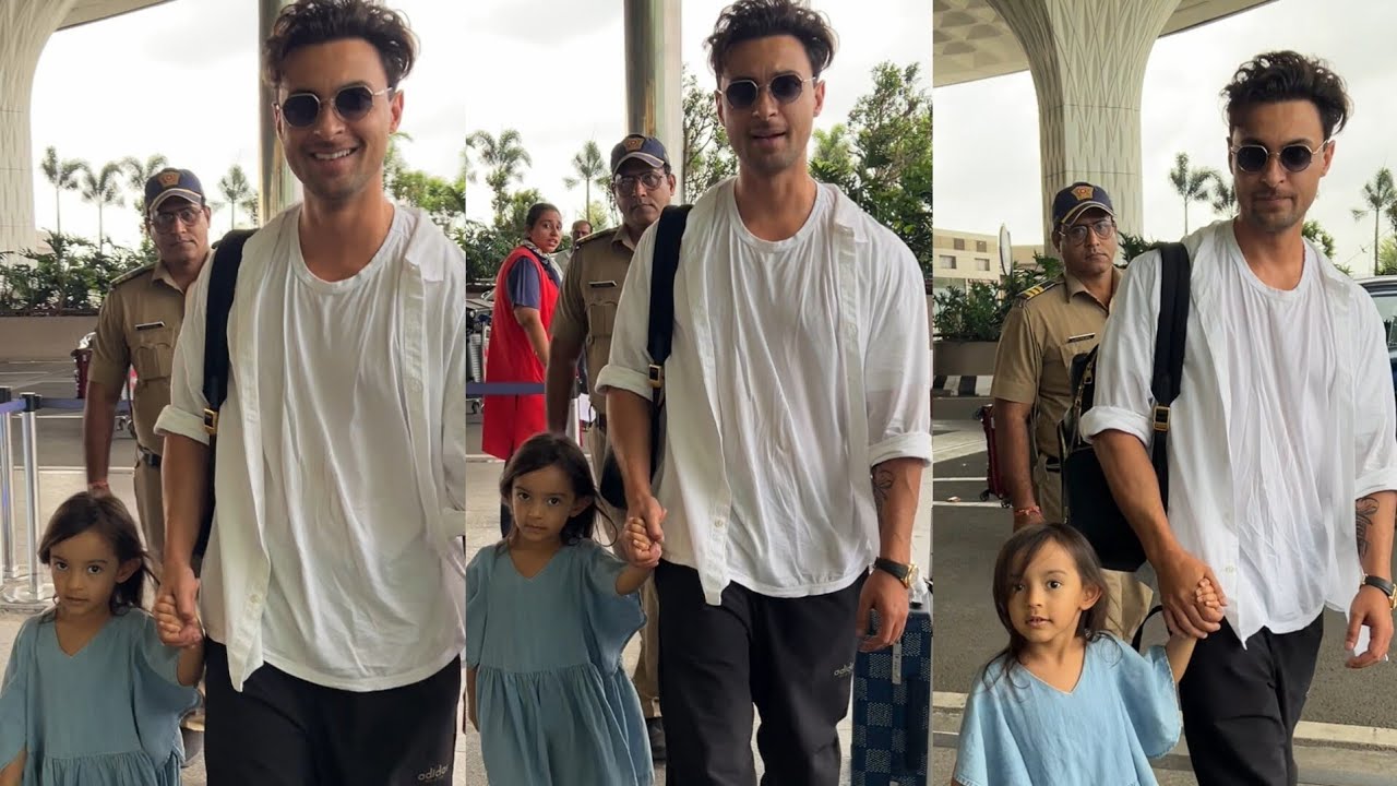 Aayush Sharma And His Cute Daughter Spotted At Airport - YouTube