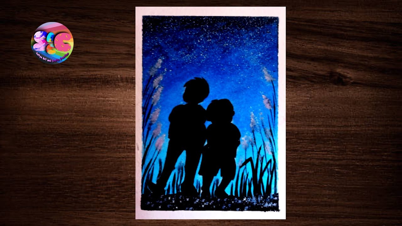 two brothers drawing || cousin brothers drawing || oil pastels drawing ...