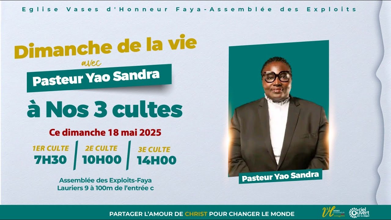 Deuxième culte de l'Eglise Vases d'Honneur Assemblée des Exploits Faya ...