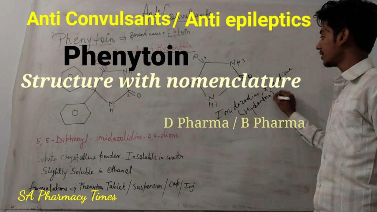 Anti Convulsants / Phenytoin structure with nomenclature / Anti ...