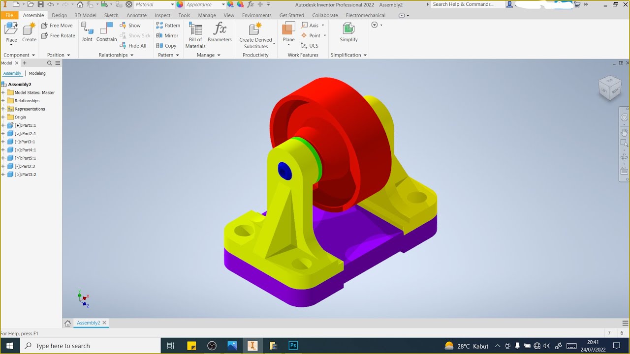 Tutorial Assembly Belt Roller Support Autodesk Inventor - YouTube