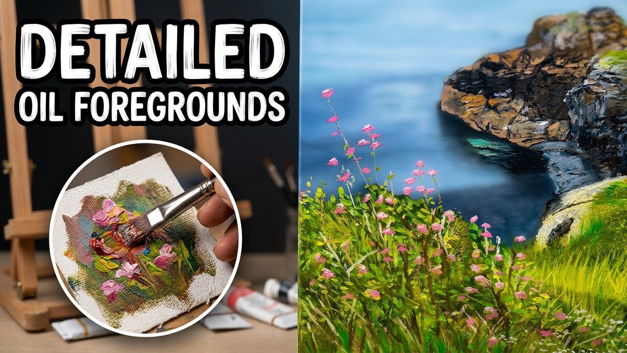 How To Painting a Detailed Landscape Foreground | Oil Painting Tutorial ...