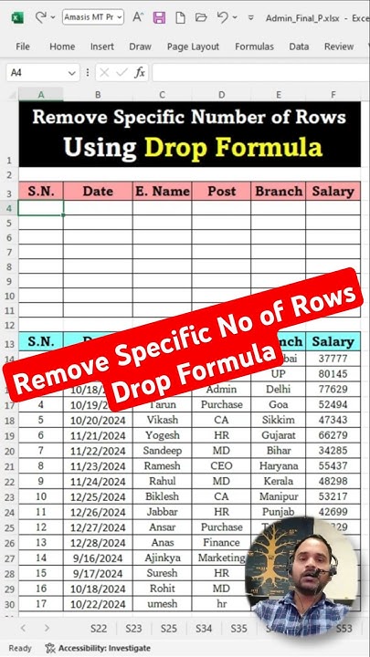 Remove Specific Number of Rows using Drop Formula | Remove Specific Number of Rows | Drop ...