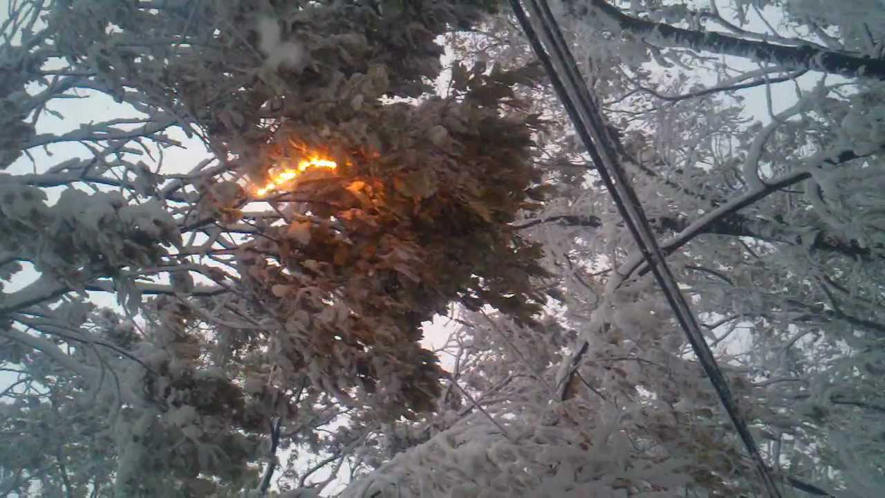 Snowstorm Power Line Fire - YouTube