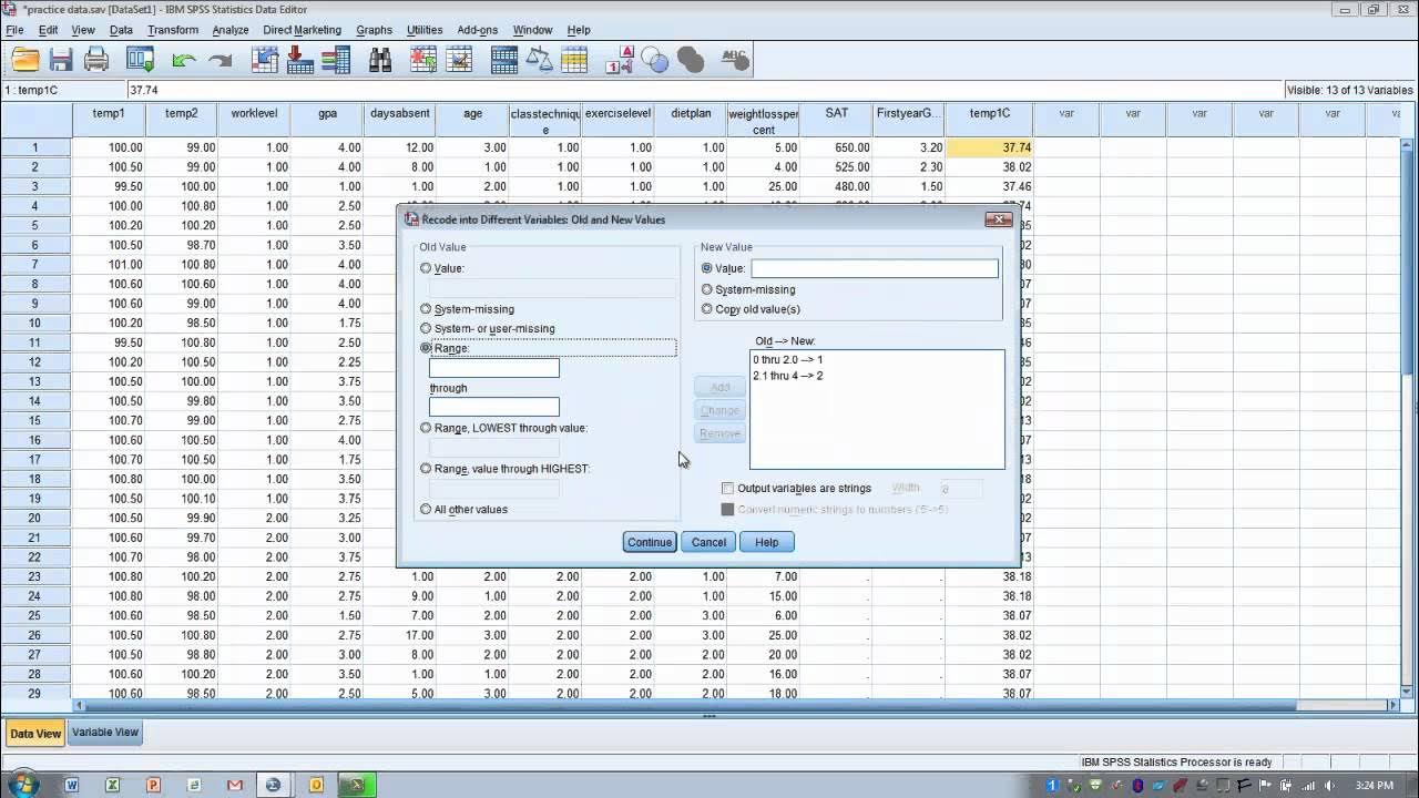 How to Use SPSS: Transform or Recode a Variable - YouTube