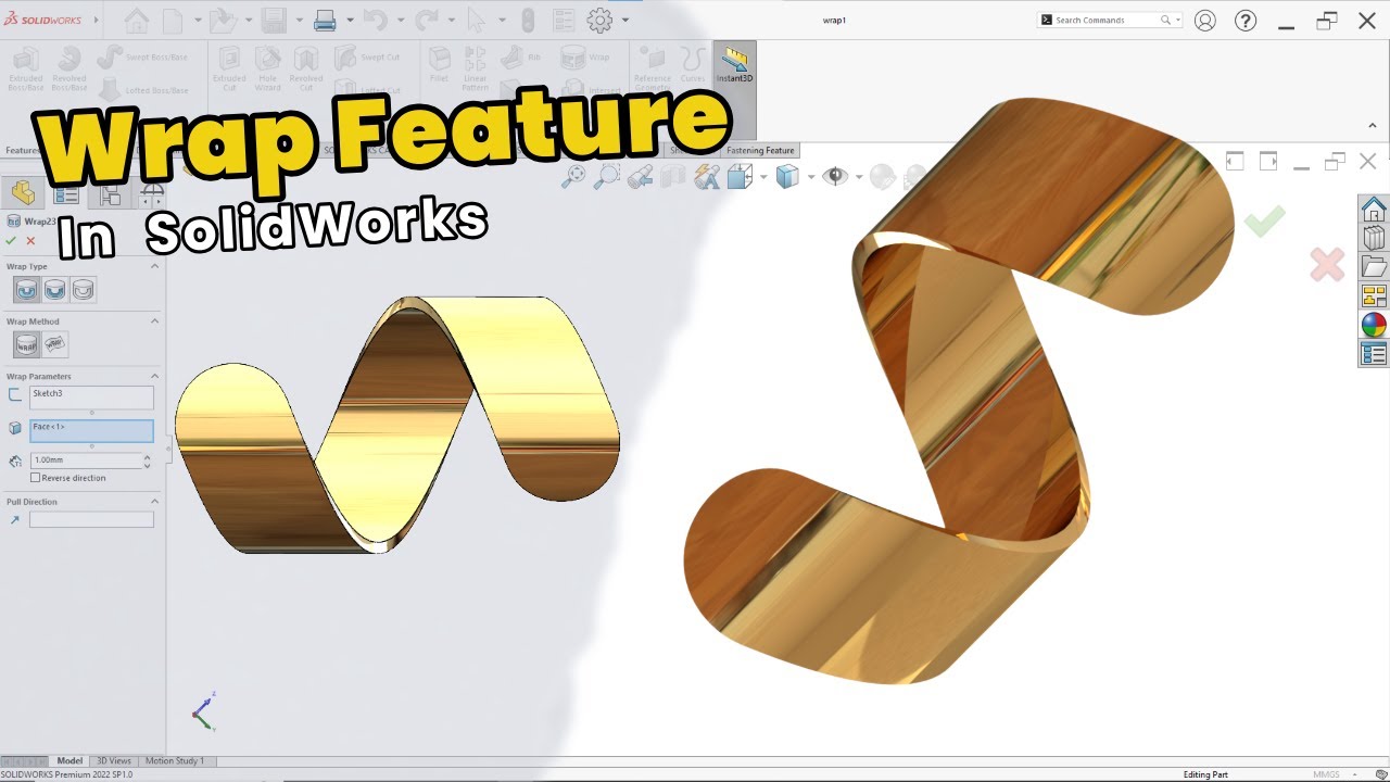 SolidWorks Tutorial: Creating Custom Designs with Wrap Feature - YouTube
