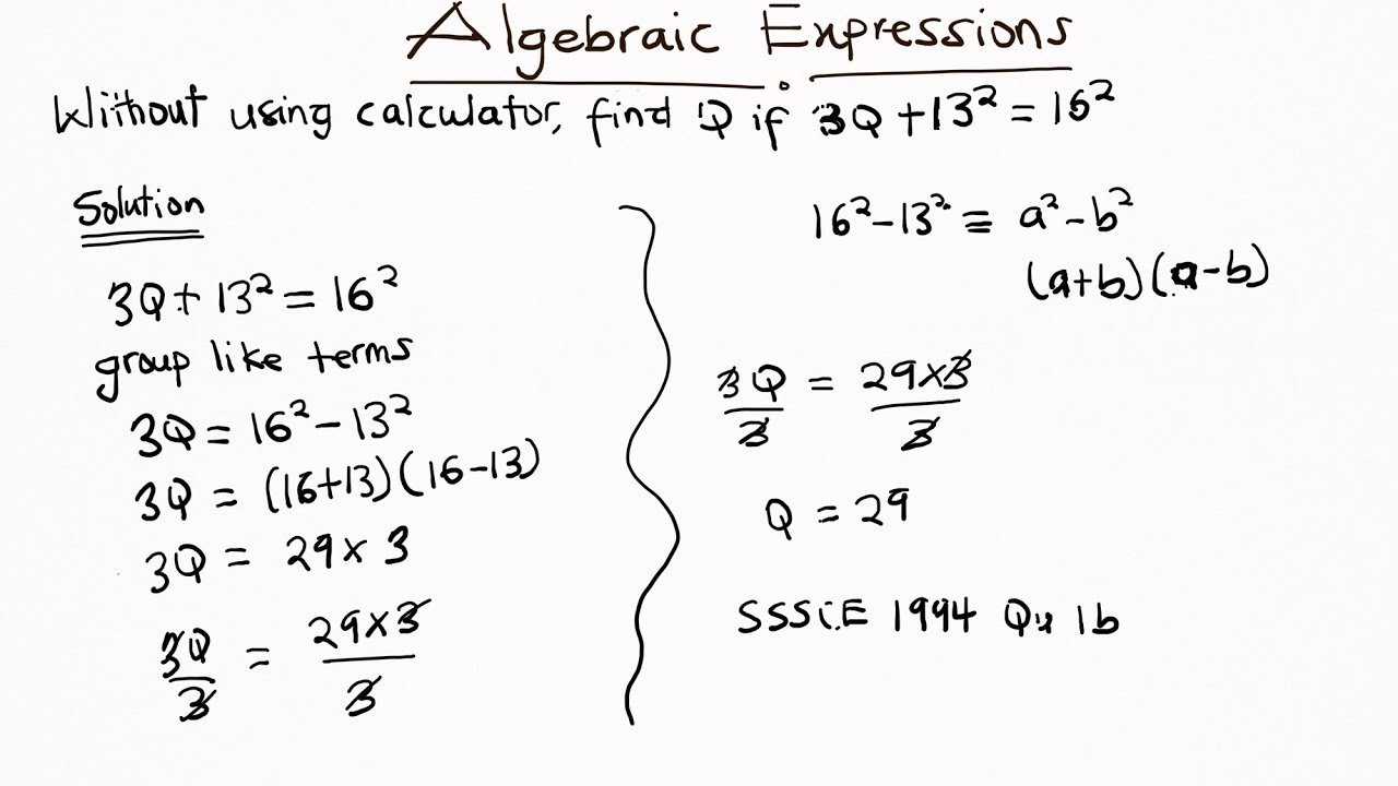 Algebraic Expressions - Theory Questions and answers Part 2 (WAEC Past ...