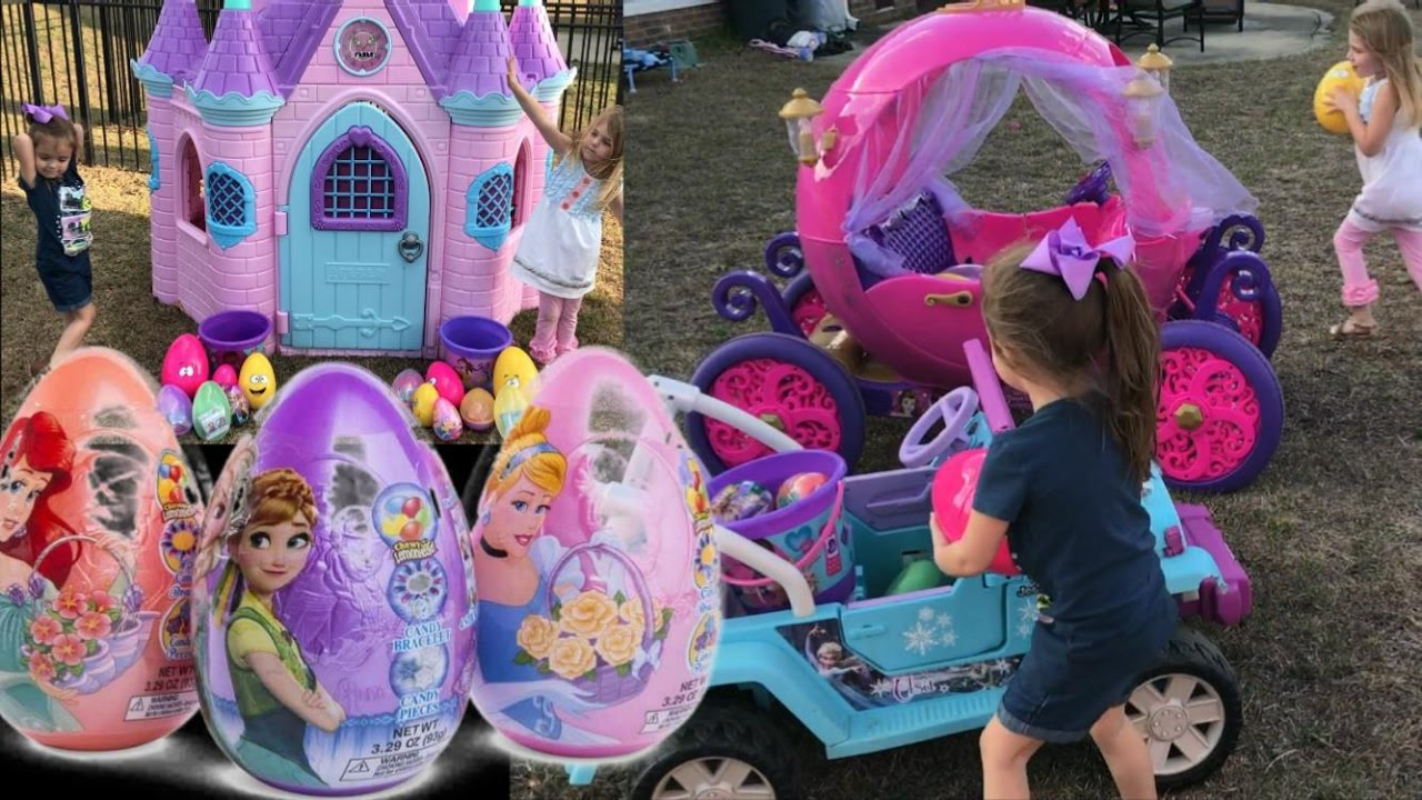 Disney Princess Carriage Castle Easter Egg Hunt Frozen Jeep Surprise ...