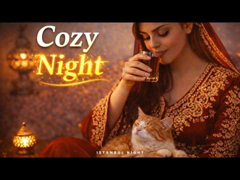 Best Turkish Instrumental Music 🎵 Romantik Şarkılar 🌙 Cozy Night with a Cat & Tea Ambience
