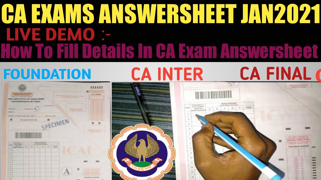 LIVE DEMO: How To Fill Details In CA Exam Answersheet Jan 2021 ...