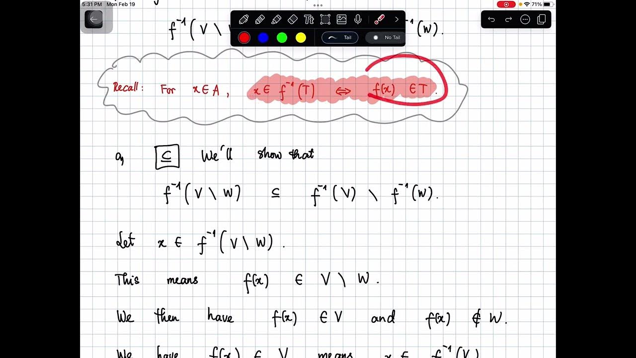 Preimage of set difference under mapping - YouTube