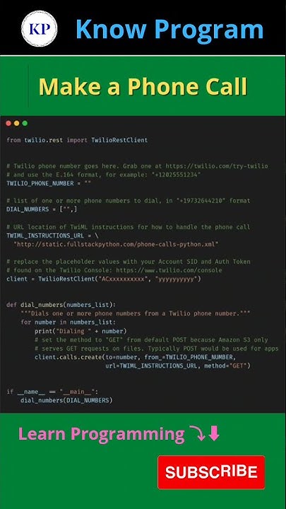 Make A Phone Call 📱 Shorts Python Knowprogram Youtube 