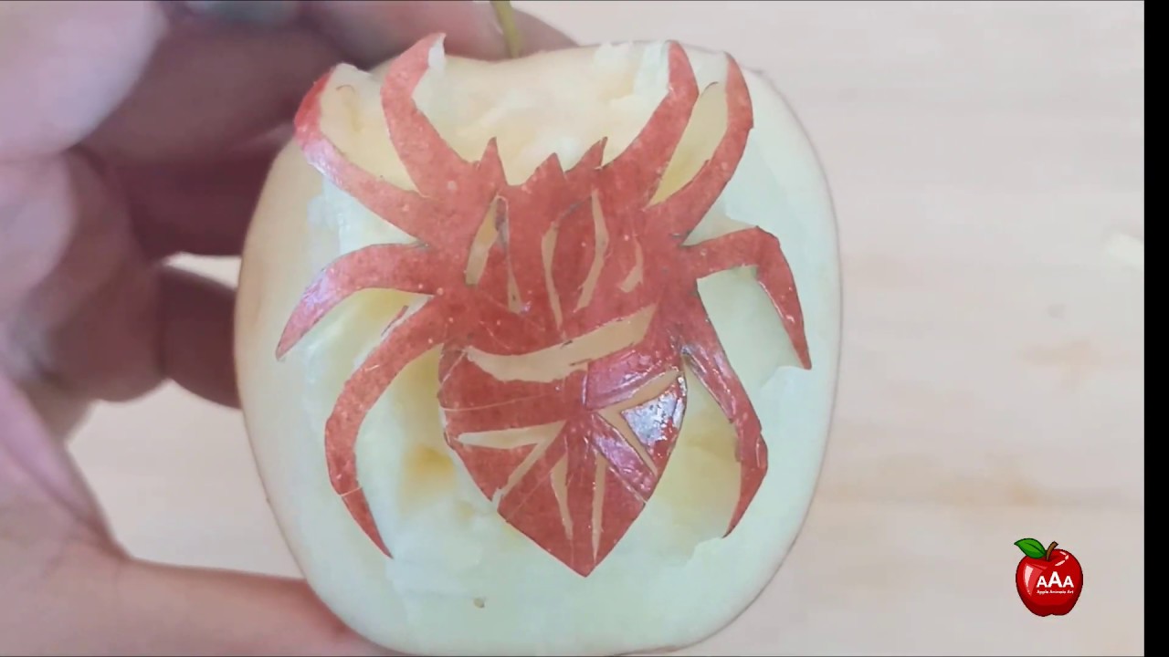 Amazing Spider carving Apple fruit, Spider man, Spider Fruit - YouTube