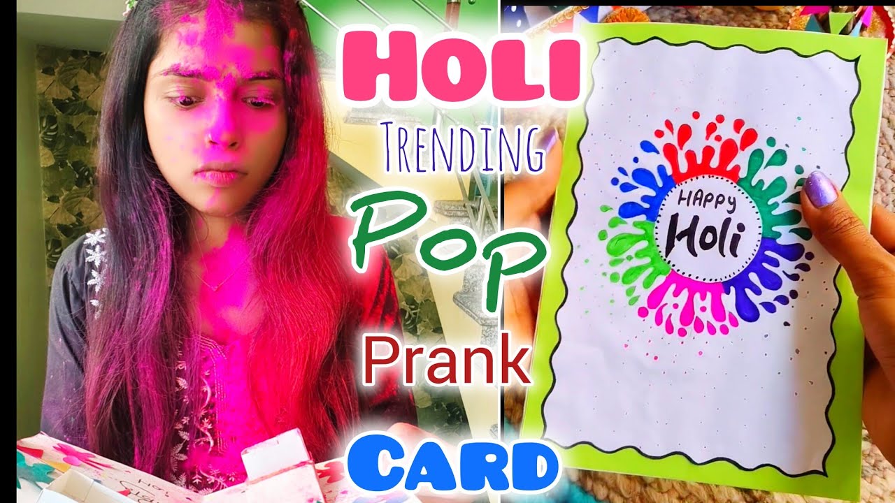 DIY 😱 Trending Holi Pop Prank 😁 Card | Easy DIY | Holi Special Prank ...