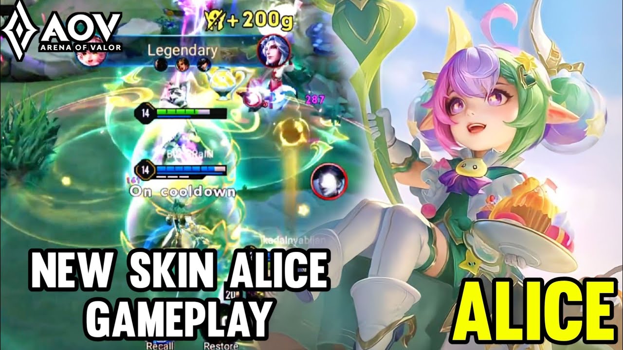 AOV : NEW SKIN ALICE GAMEPLAY - ARENA OF VALOR LIÊNQUÂNMOBILE ROV COT - YouTube