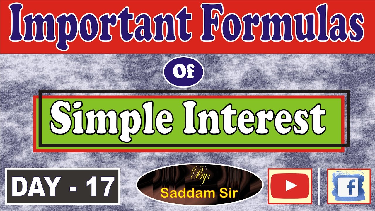 important formulas of simple interest | Simple Interest | Day 17 | by ...