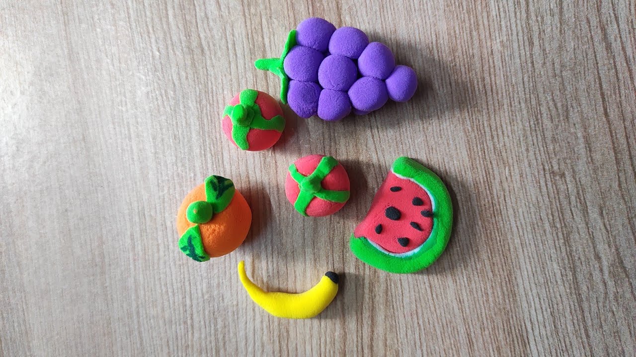 easy fruit 🍇🍉 making with clay |cute miniature|clay craft|easy clay art ...
