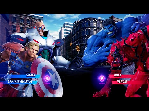 Sigma & Cap vs Blue Hulk & Carnage (Very Hard) - Marvel vs Capcom | 4K UHD Gameplay