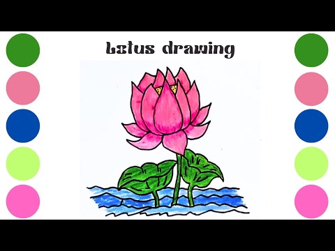 How to draw easy Lotus | Step by step Lotus drawing | easy Kids Drawing ...