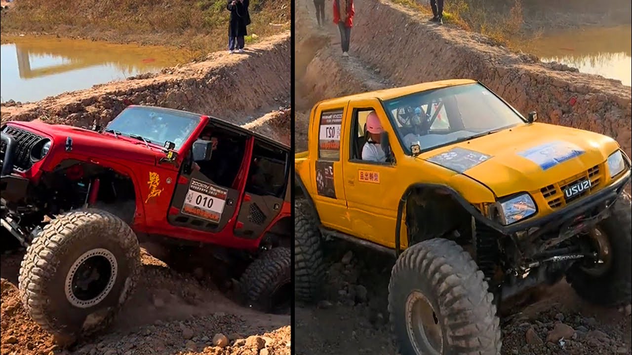 Jeep Wrangler JK vs Isuzu D-Max v Mmodified Cars | Chinese Off-road ...