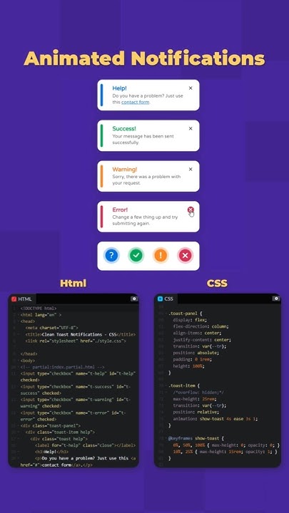 Animated Notification using html and css #html5 #css3 #js #javascript #webdesign #ui #frontend ...