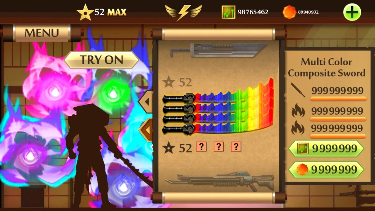 เกม Shadow Fight 2 Multi Color Composite Sword | ล่าสุด | เลเวล 52 Max ...