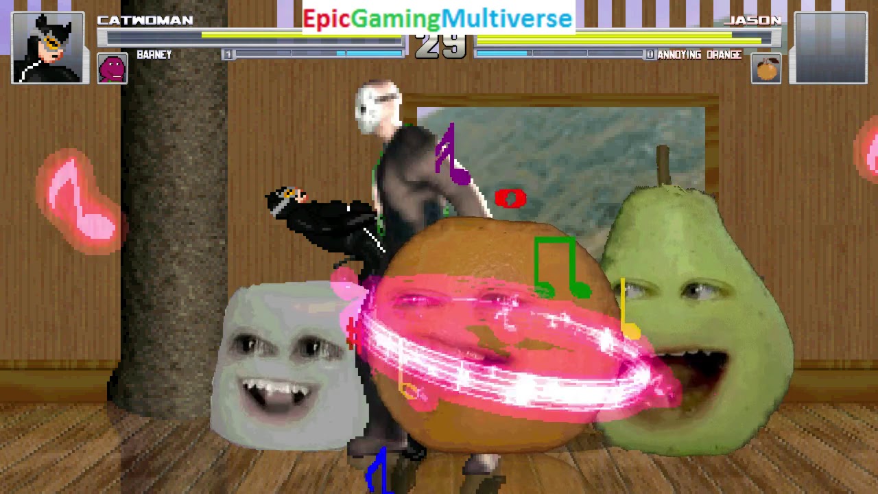 Catwoman And Barney The Dinosaur VS Jason Voorhees And Annoying Orange ...