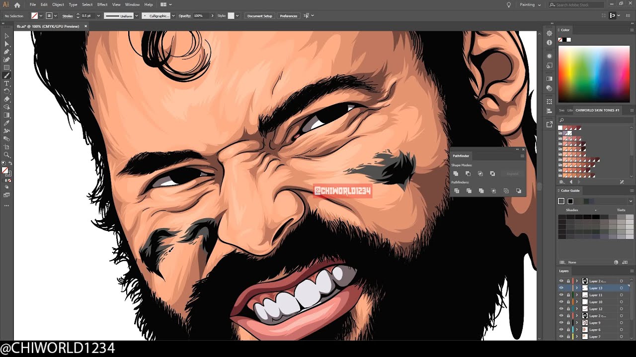 Adobe Illustrator - Speed Art Process - YouTube