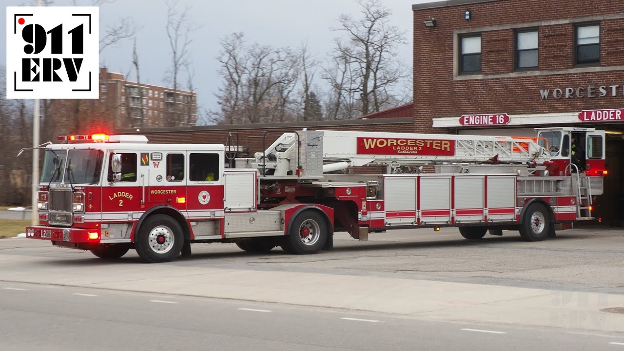 Worcester Fire Trucks Responding | Engine 16 and Ladder 2 - YouTube