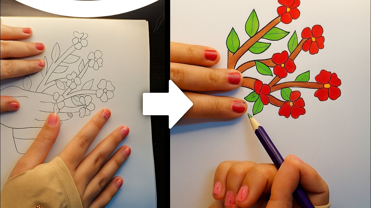 "Coloring Beautiful Flowers | Easy Hand Art Drawing Tutorial 🌸🎨# ...