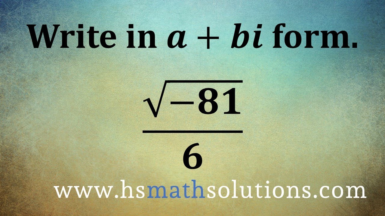 Simplifying Negative Square Roots (Example) - YouTube