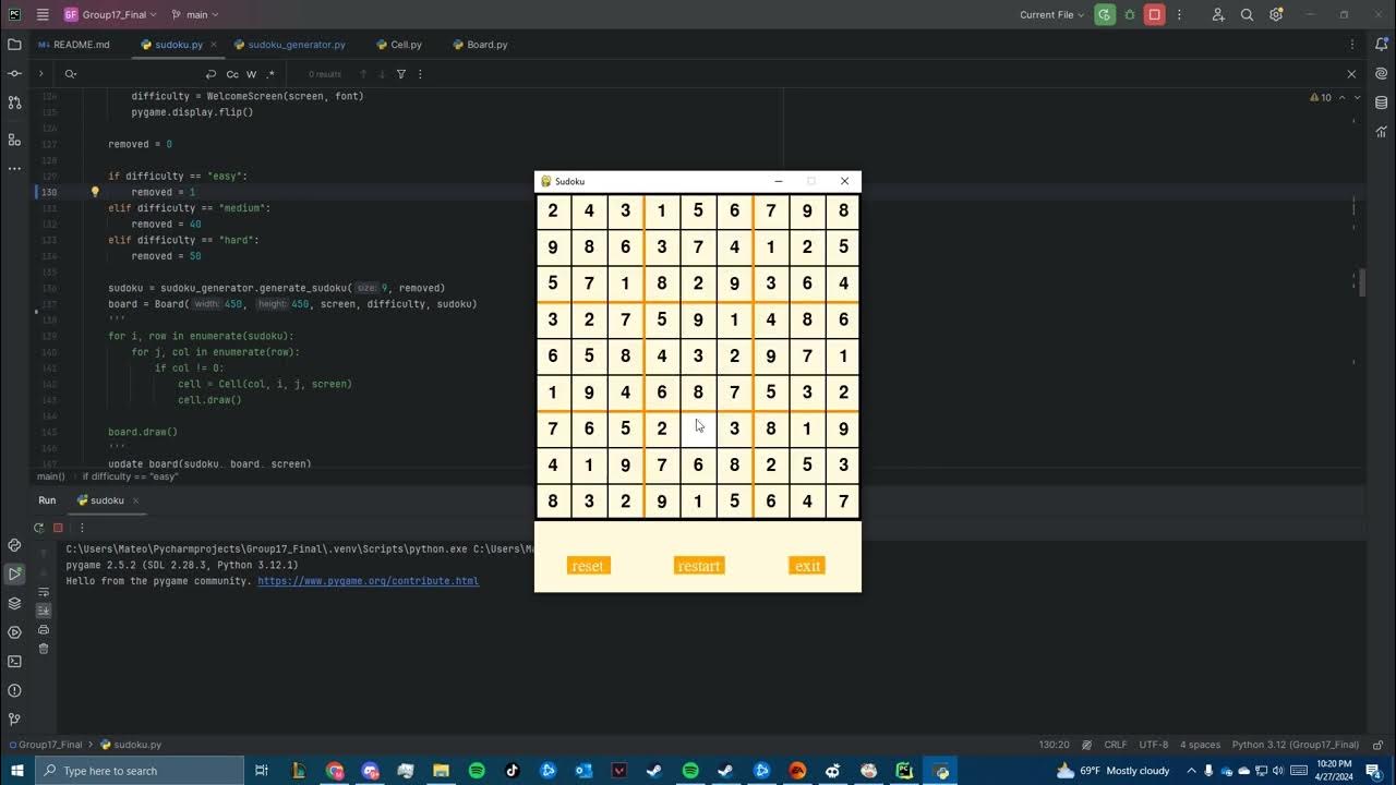 Sudoku Final Project - Group 17: COP3502C University of Florida - YouTube